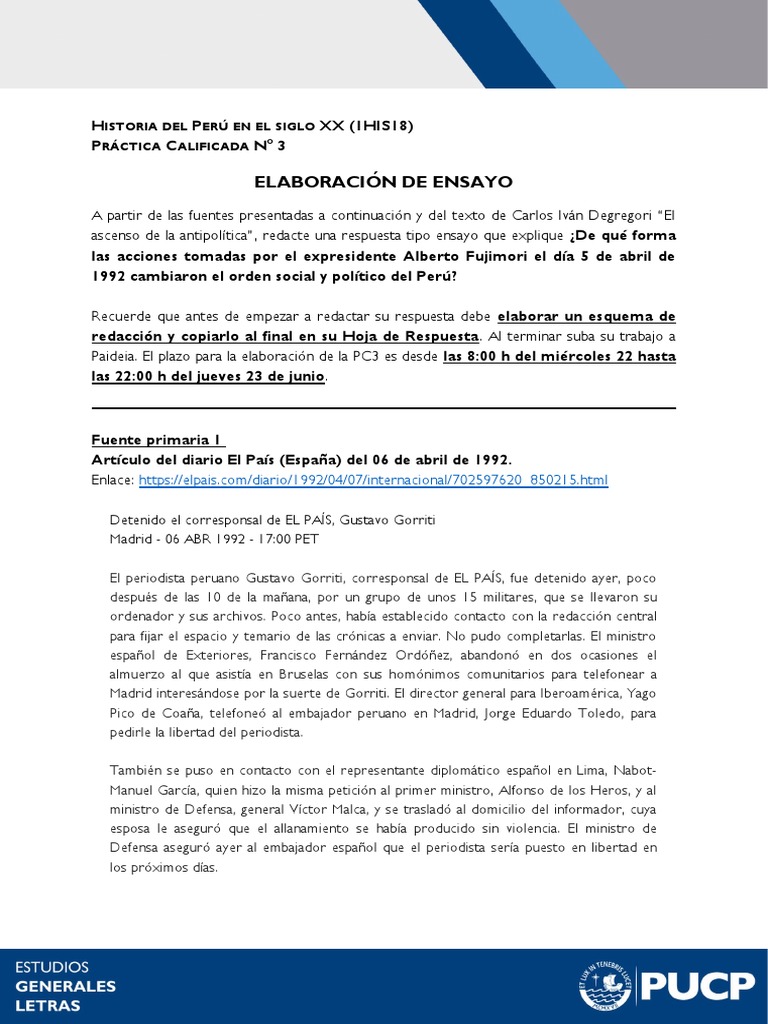 1his18 PC3 A | PDF | Perú | Gobierno
