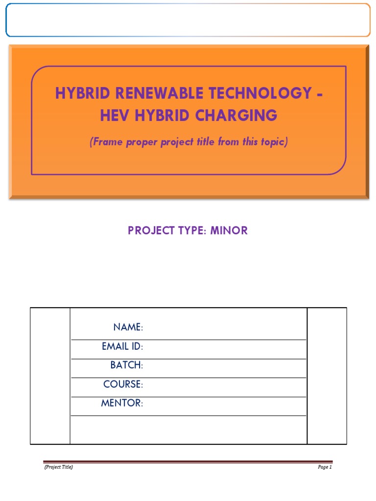 HEV Minor Project - August Batch 2022 | PDF | Citation | Hybrid Electric Vehicle