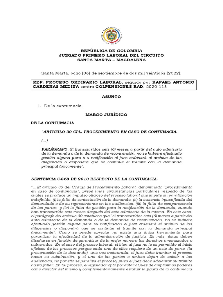 Contumacia | PDF | Juez | Ley Pública