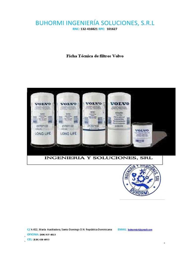 Ficha Tecnica Filtros Volvo | PDF | Negocios