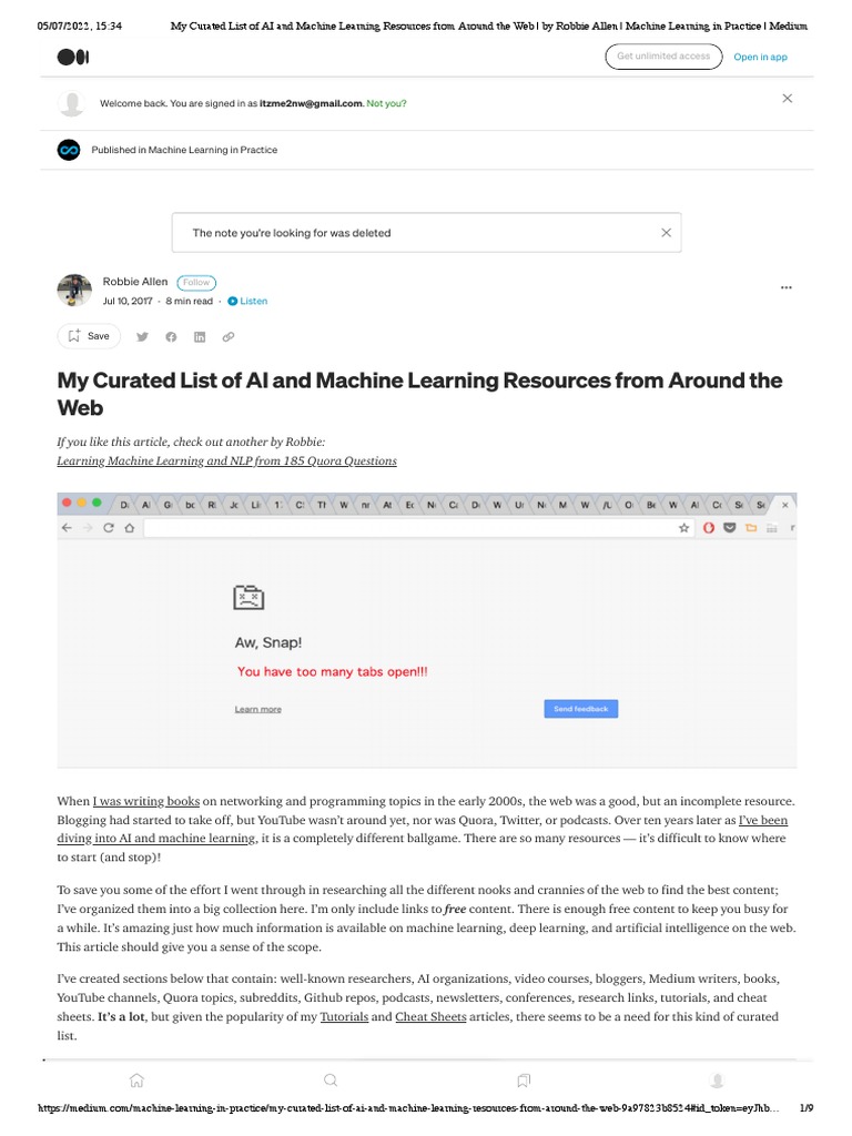 Curated List of AI and Machine Learning Resources From Around The Web - by Robbie Allen ...