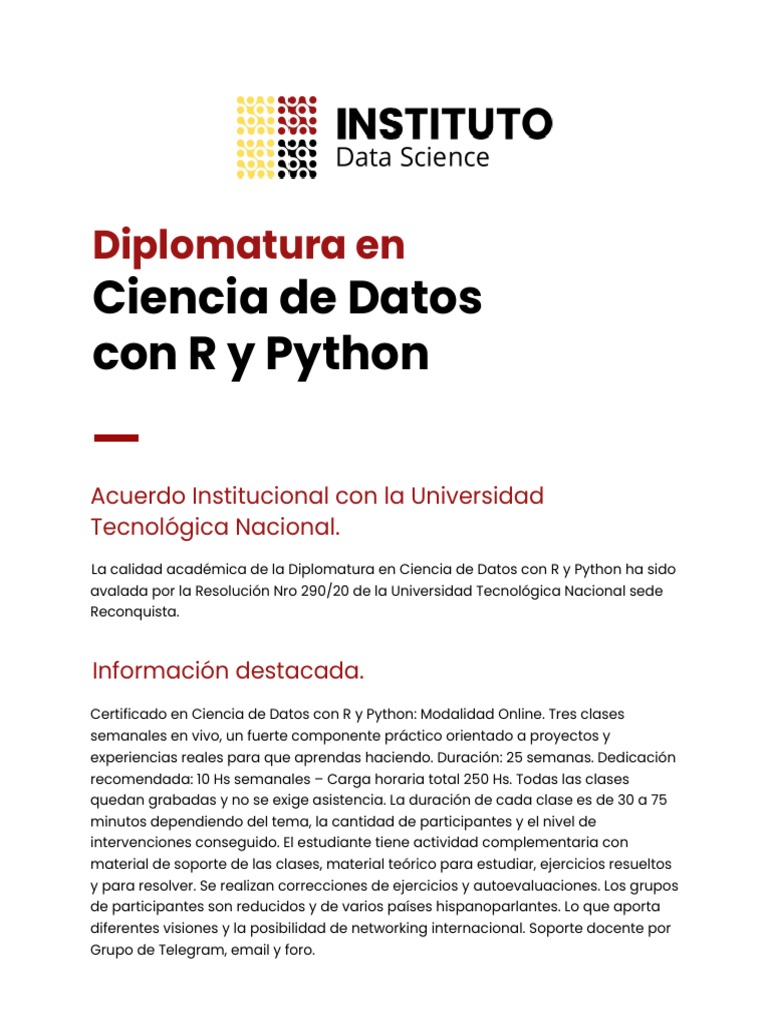 Brochure Diplomatura en Ciencia de Datos Con R y Python | PDF ...