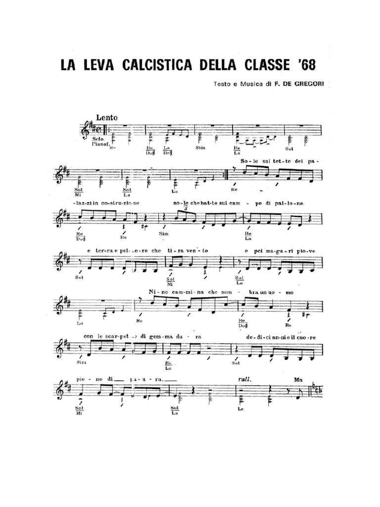 La Leva Calcistica Della Classe 68 | PDF