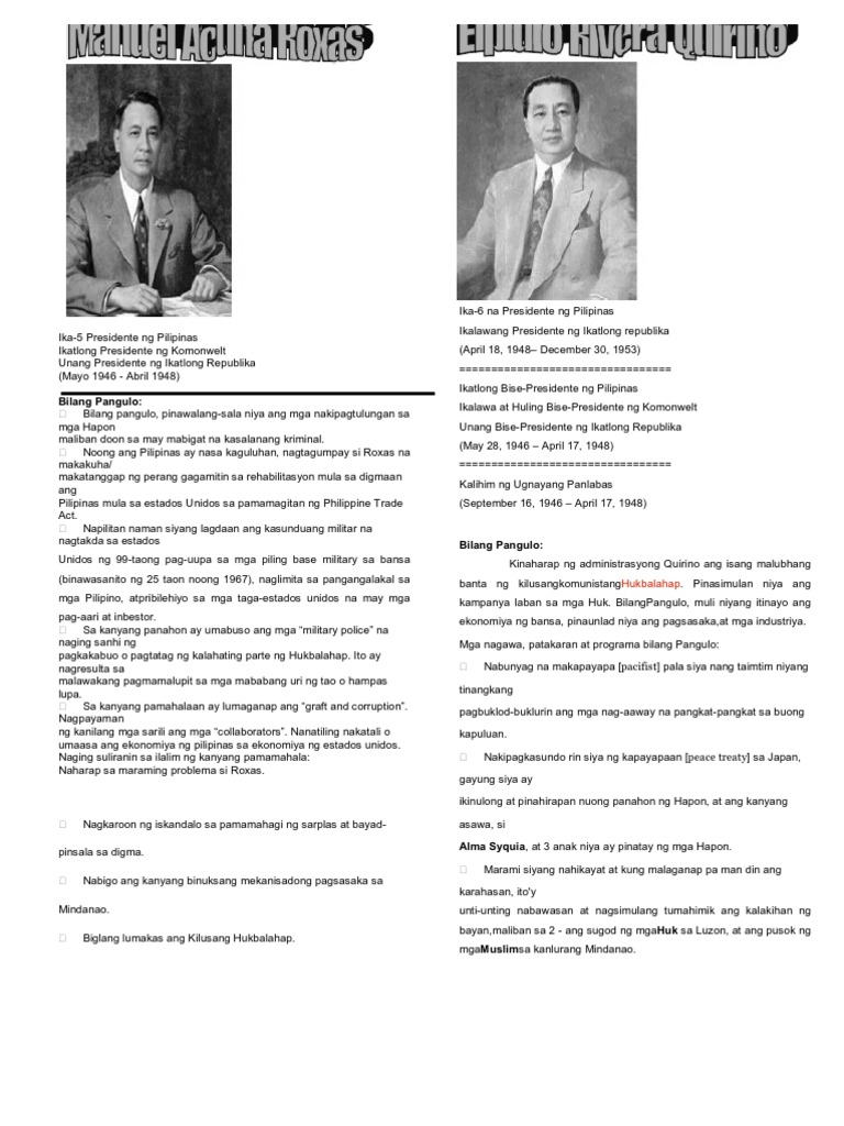 Presidents of The Philippines 3rd-5th Republic | PDF