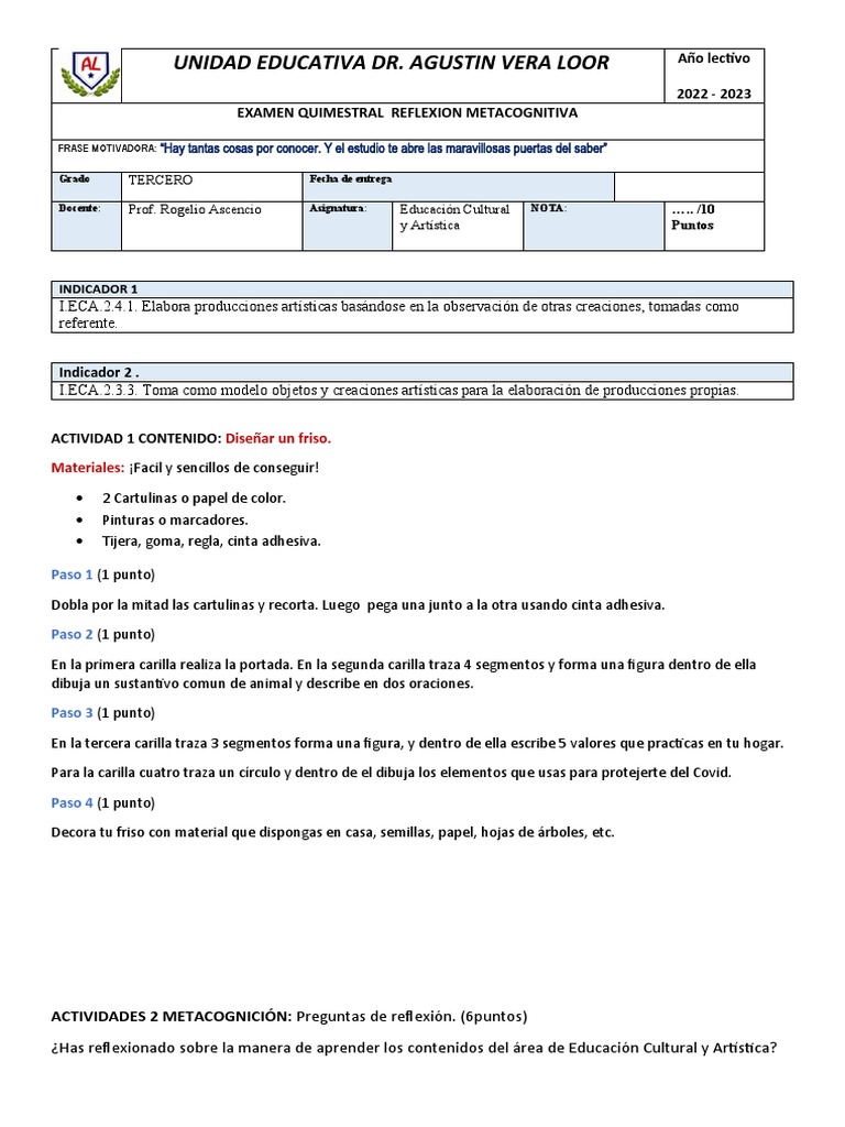 Tercer Año Examen Eca | PDF
