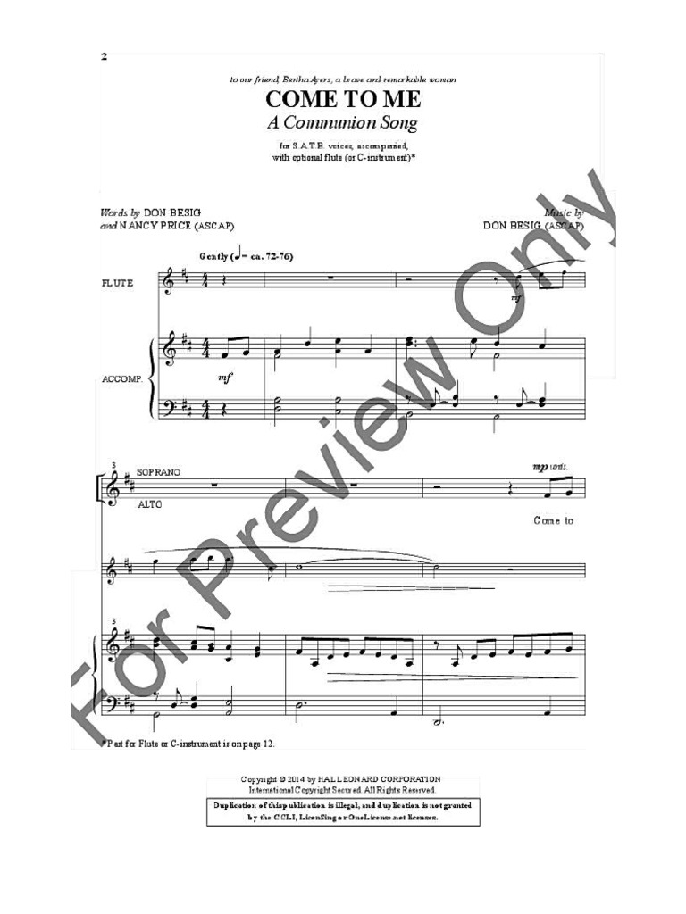 Come To Me - Don Besig Nancy Price | PDF