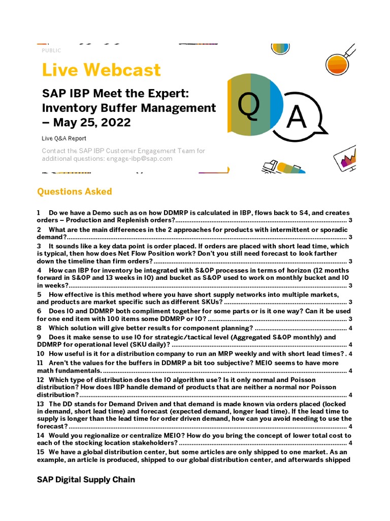 (Q&A) 2022 SAP IBP Inventory Buffer Management Strategies | PDF ...