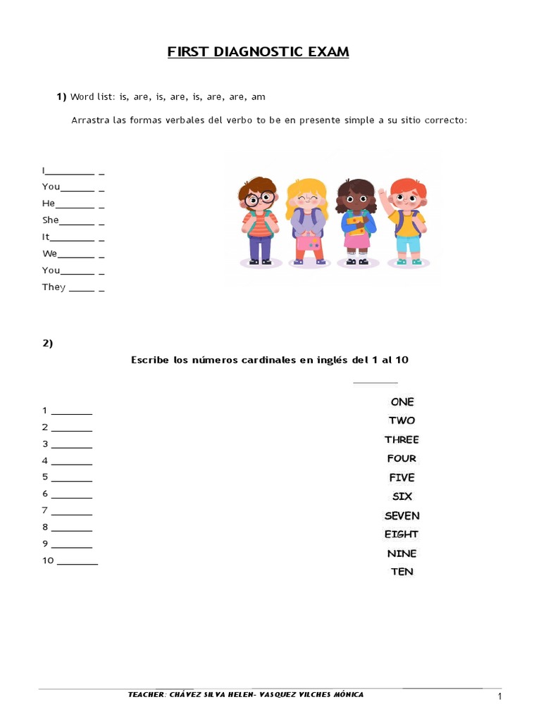 Examen Diagnóstico Inglés 1° Primaria | PDF