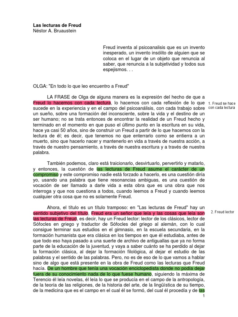 (1987) Las Lecturas de Freud - Néstor A. Braunstein. | PDF | Psicoanálisis | Existencialismo