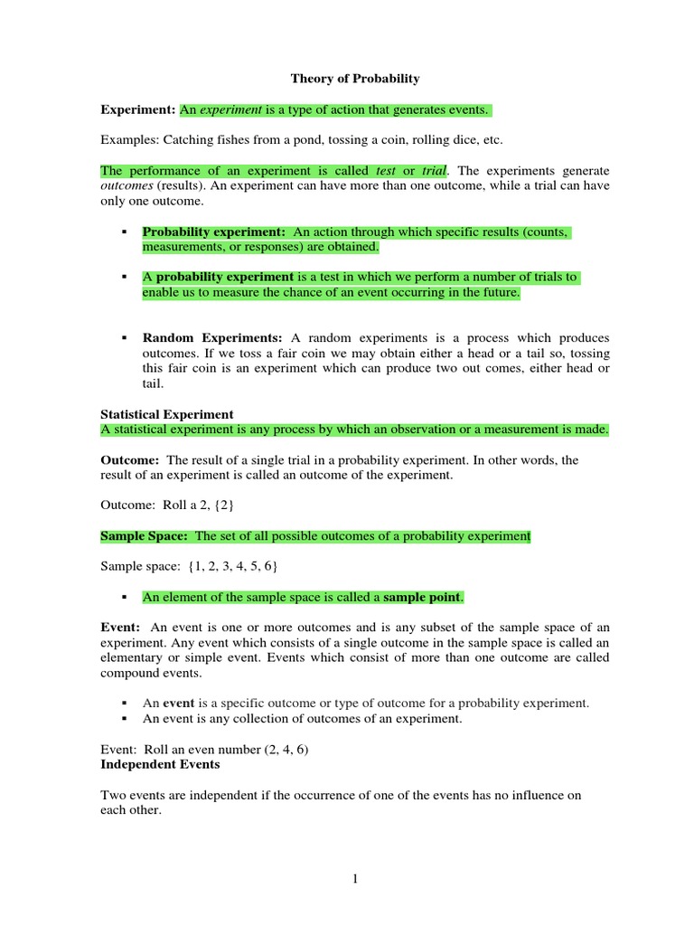 Probability Theory | PDF | Probability | Experiment