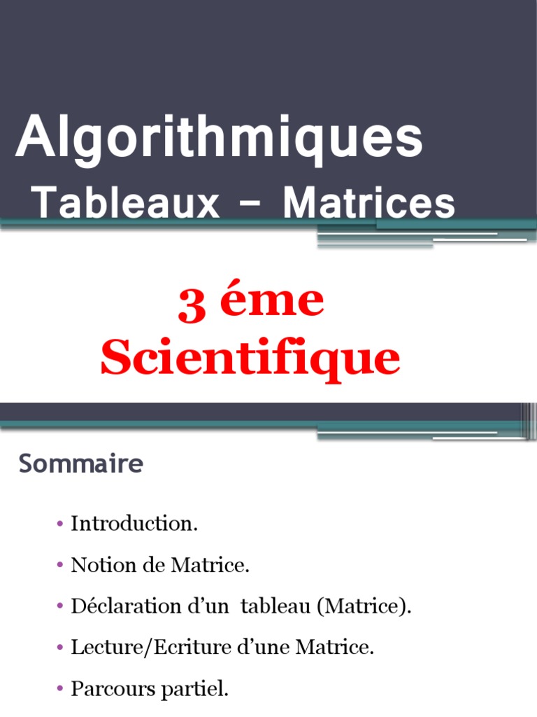 Tableau A Deux Dimensions | PDF | Matrice (Mathématiques) | Plan ...