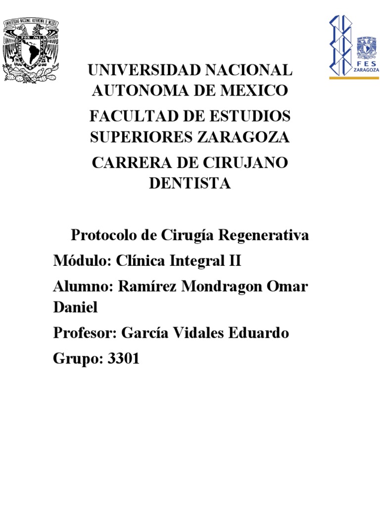 Protocolo De Cirugia Regenerativa Pdf Especialidades Medicas