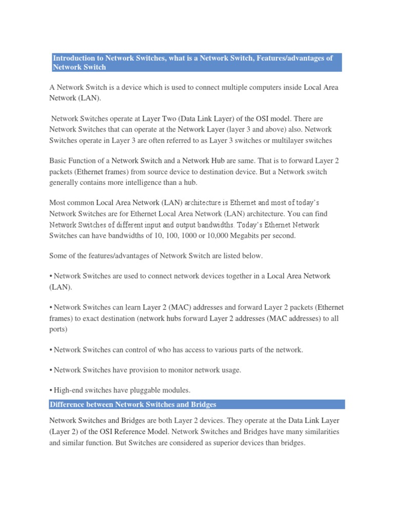 An In-Depth Guide to Network Switches: Functions, Features, Configurations and Management | PDF ...