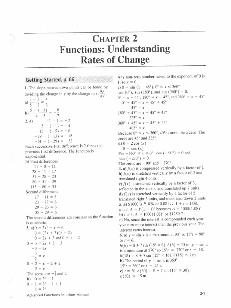 Nelson Advance Functions Answers Chapter 2 | PDF