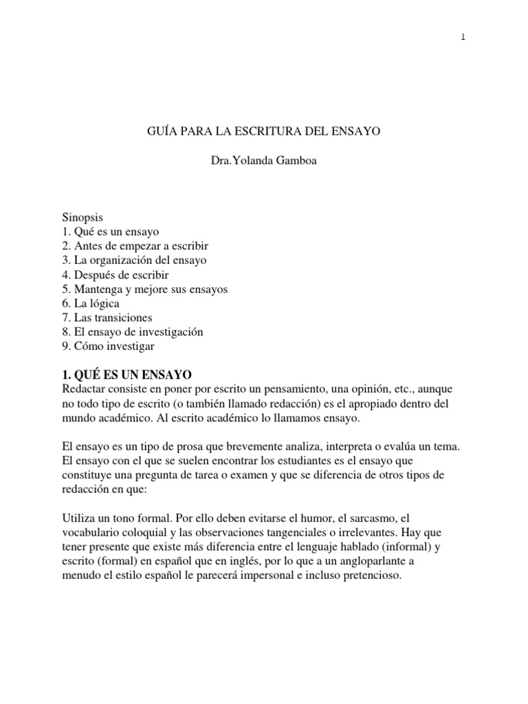 Guía para escribir un ensayo académico | PDF | Ensayos | Escritores