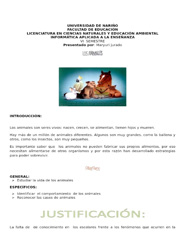 Proyecto Animales | PDF