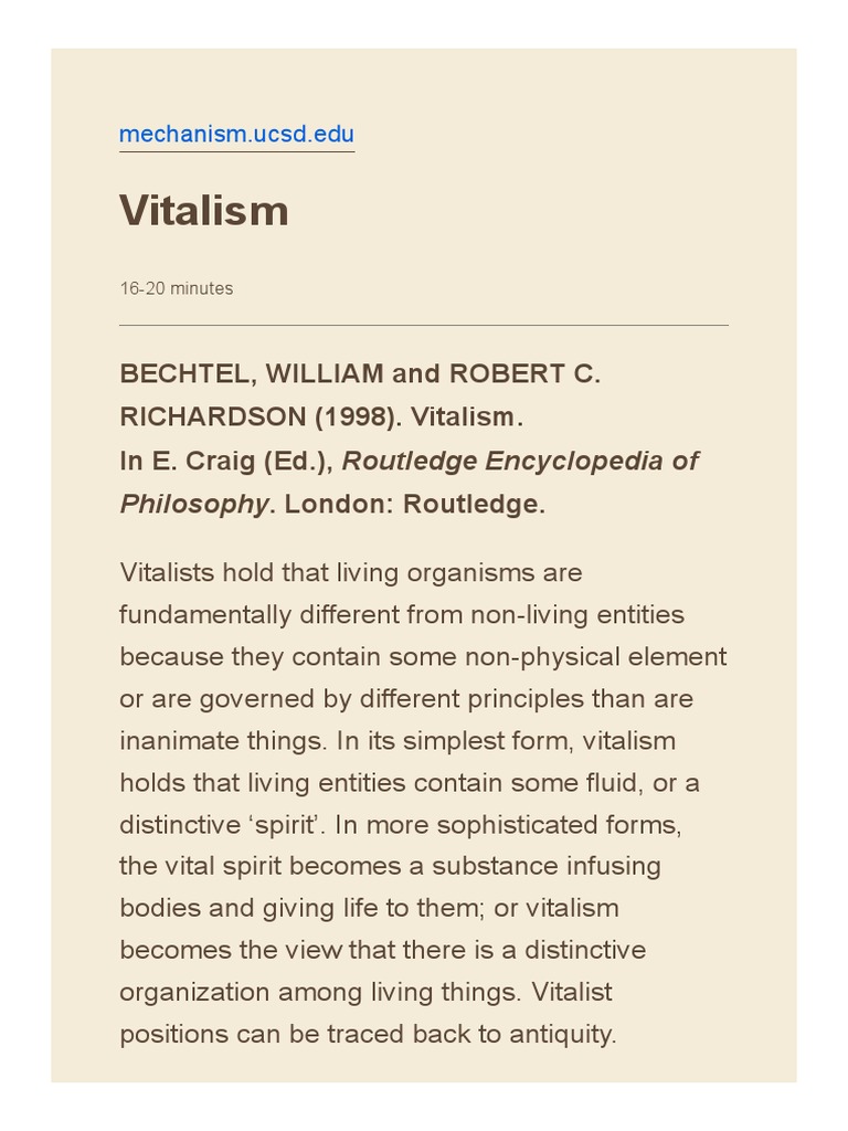 Vitalism in Philosophy and Biology | PDF | Vitalism | Fermentation