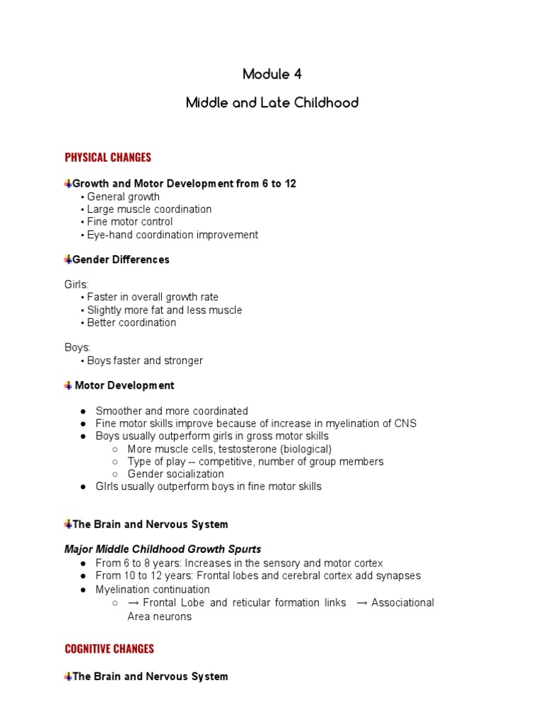 Module 4 - Middle and Late Childhood | PDF | Self Esteem | Self Concept