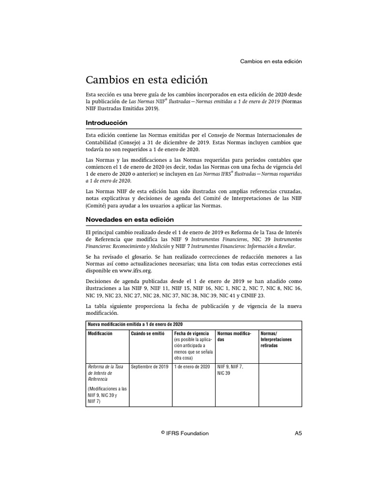 Cambios Edicion NIIF Ilustradas Emitidas 2020 Libro Rojo | PDF ...