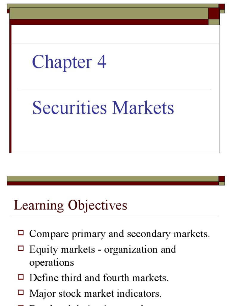 Chapter 4 Securities Markets | PDF | Securities (Finance) | Initial ...