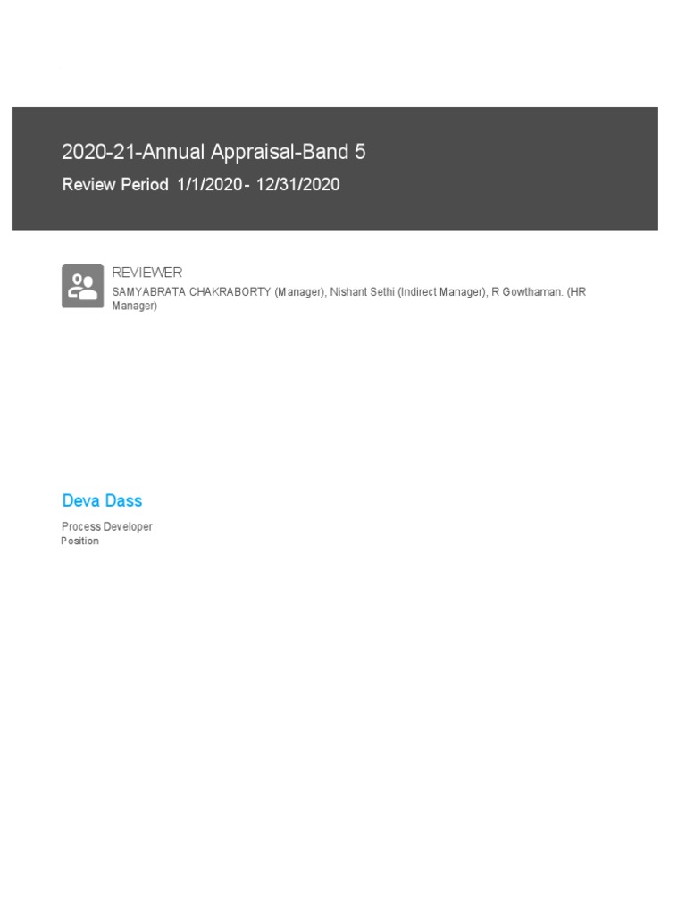 2020 21 Annual Appraisal Band 5 Deva Dass | PDF | Business