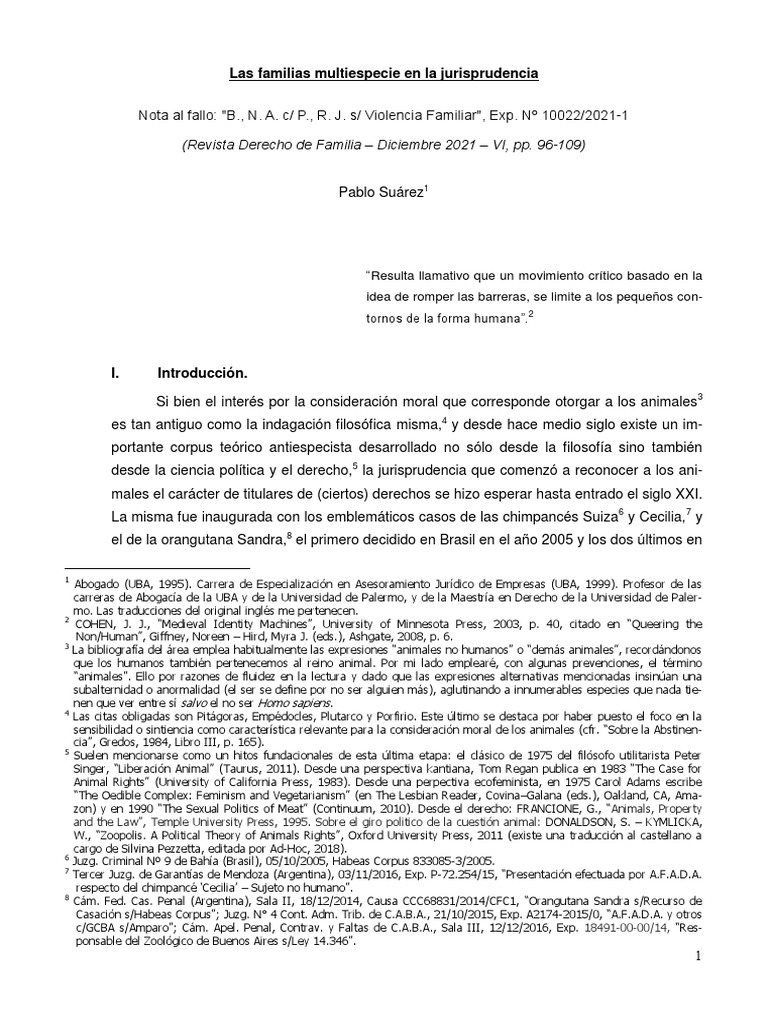 Suárez Pablo - Nota A Fallo. Las Familias Multiespecies en La ...