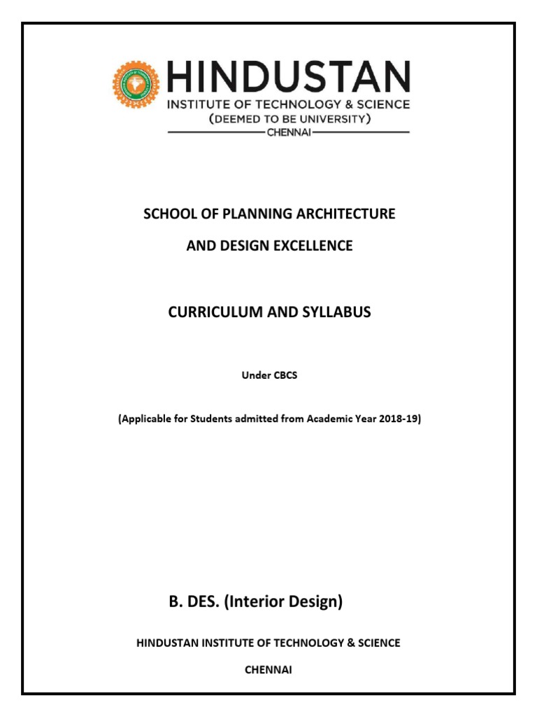 B Des Interior Design Curriculum and Syllabus 2021 | PDF