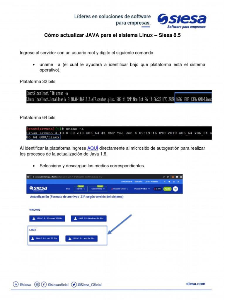 Manual Cómo Actualizar JAVA para El Sistema Linux Siesa 8.5 v4 | PDF ...