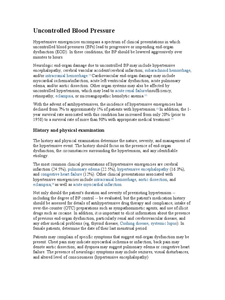 Uncontrolled Blood Pressure | PDF | Medical Specialties | Clinical Medicine