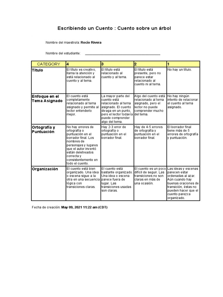 Escribiendo Un Cuento | PDF