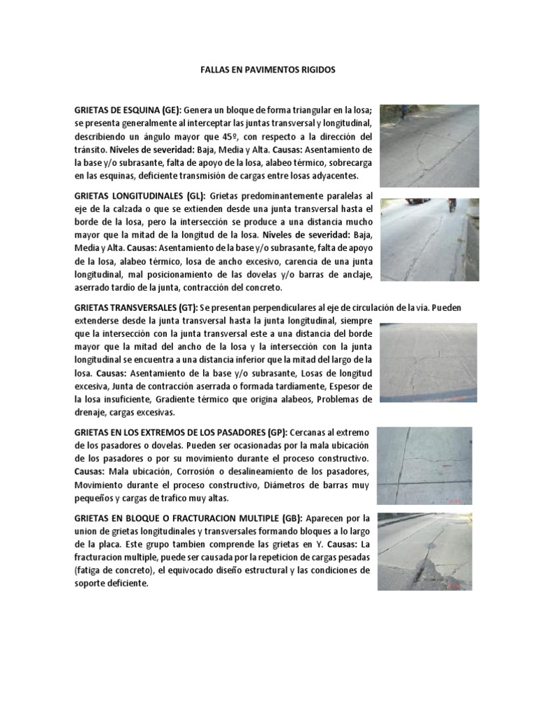 Fallas en Pavimentos Rigidos y Flexibles | PDF | Hormigón | Agua