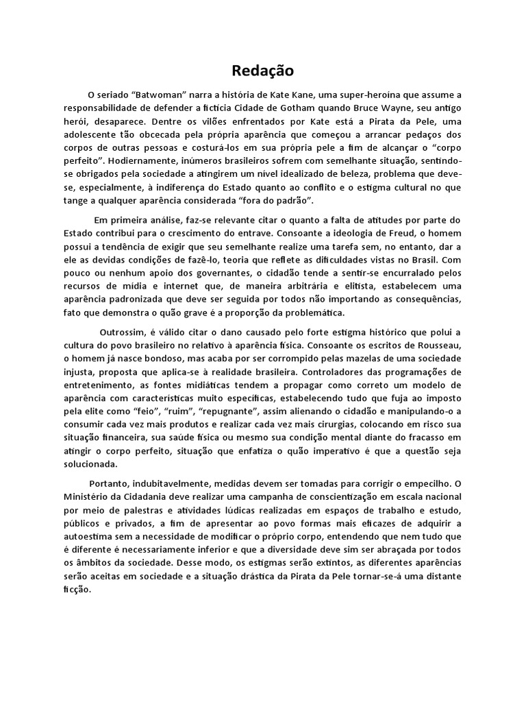 Redação (Padrão de Beleza) | PDF | Estado | Beleza Redação (Padrão de Beleza) | PDF | Estado | Beleza