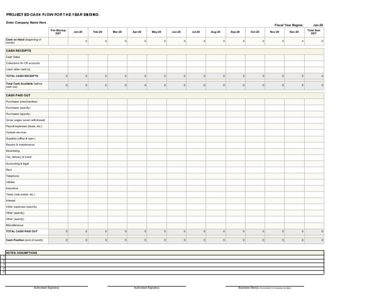 Sample Cash Flow Projection Template | PDF | Taxes | Government Finances
