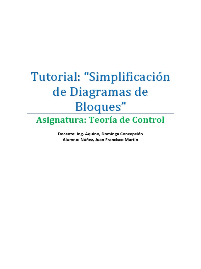 Simplifying Block Diagrams Step-by-Step to Obtain the Overall Transfer Function | PDF ...