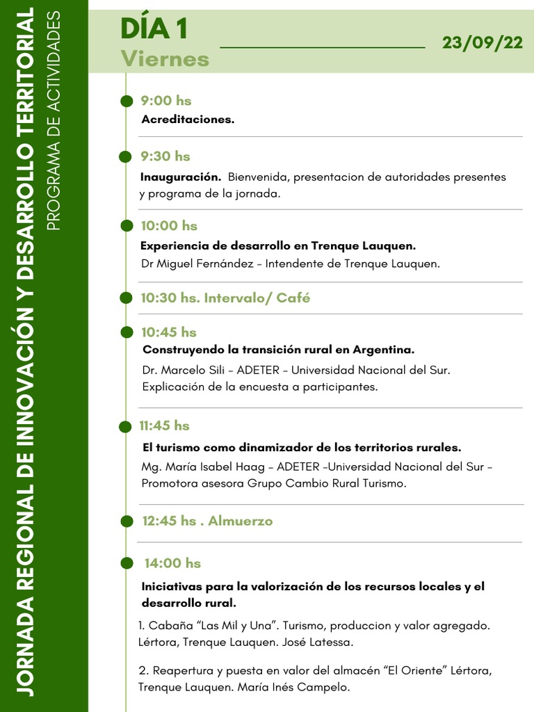 Programa Jornada Innovación y Desarrollo Territorial | PDF | Turismo | Sectores Economicos