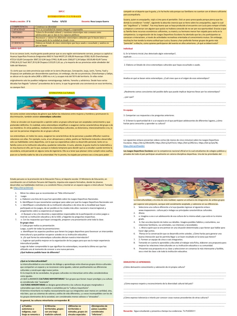 Estereotipos Culturales | PDF | Estereotipos | Deportes