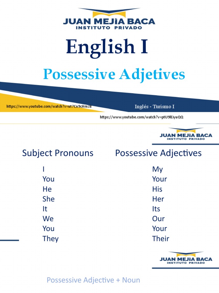 Lesson Possessive Adjectives (I Ciclo) | PDF | Language Arts & Discipline