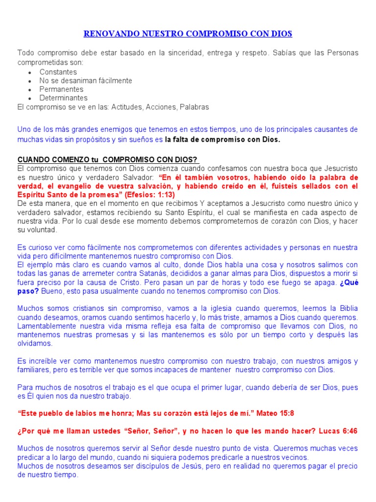 Renovando Nuestro Compromiso Con Dios 18-08-22 | Descargar gratis PDF ...