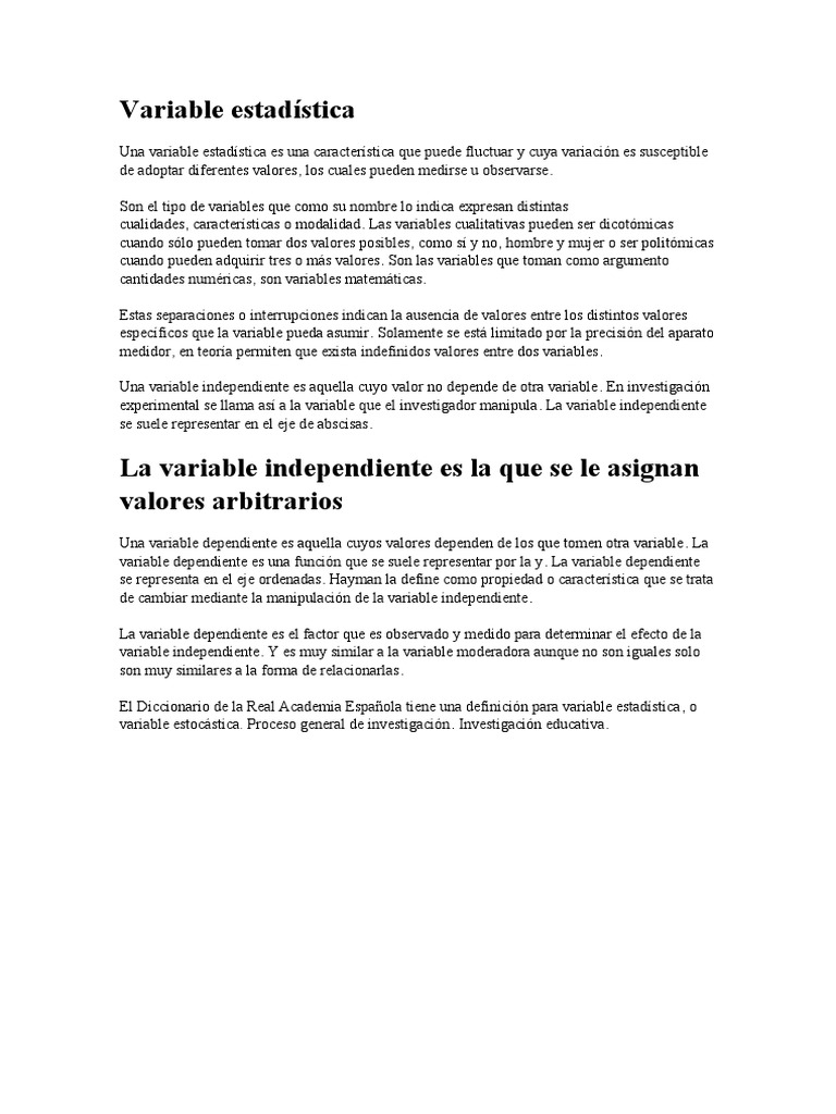 Definición de Variable Estadística | PDF | Crecimiento personal y ...
