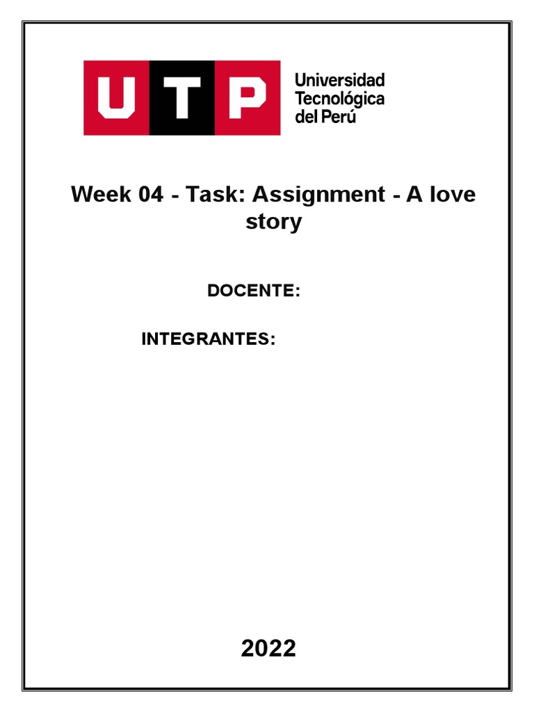 Week 04 - Task Assignment - A Love Story | PDF