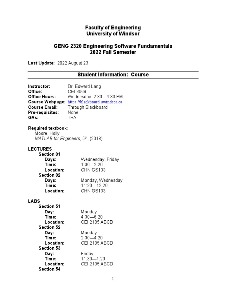Geng 2320 Syllabus | PDF | Engineering | Design