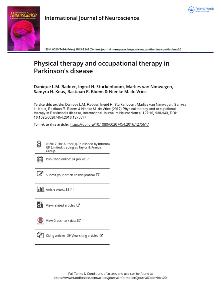 Physical Therapy And Occupational Therapy In Parkinson S Disease Pdf