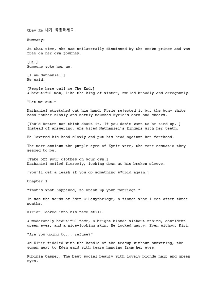 Obey Me: Chapter 1 - A Broken Engagement | PDF | Inn