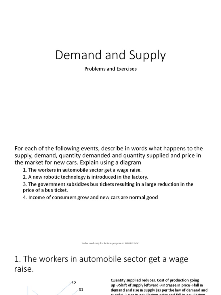 Demand and Supply - Problems and Exercises | PDF | Supply And Demand ...