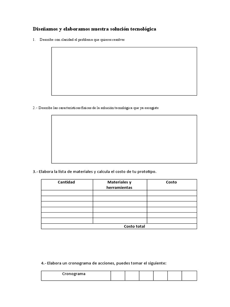 Diseñamos y Elaboramos Nuestra Solución Tecnológica Formato.-1 | PDF