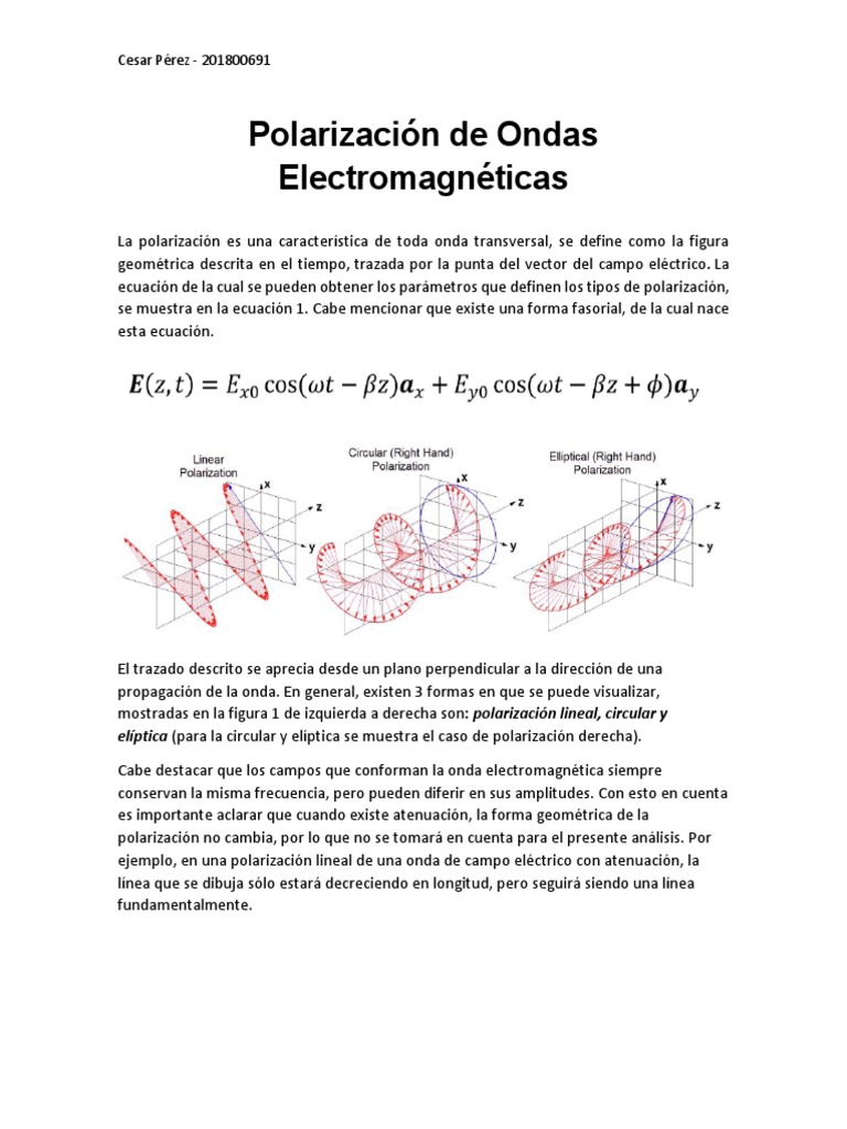 Polarización de Ondas Electromagnéticas | PDF | Polarización (ondas) | Olas