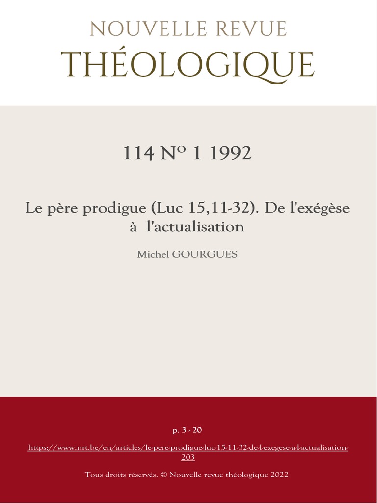 Le Pere Prodigue Luc 15 11 32 de L Exegese A L Actualisation | PDF ...