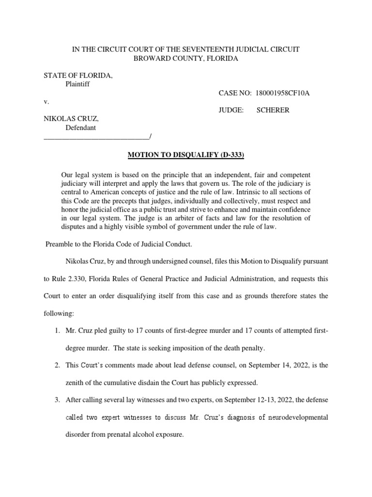 Motion To Disqualify With Affidavit | PDF | Courtroom | Judge