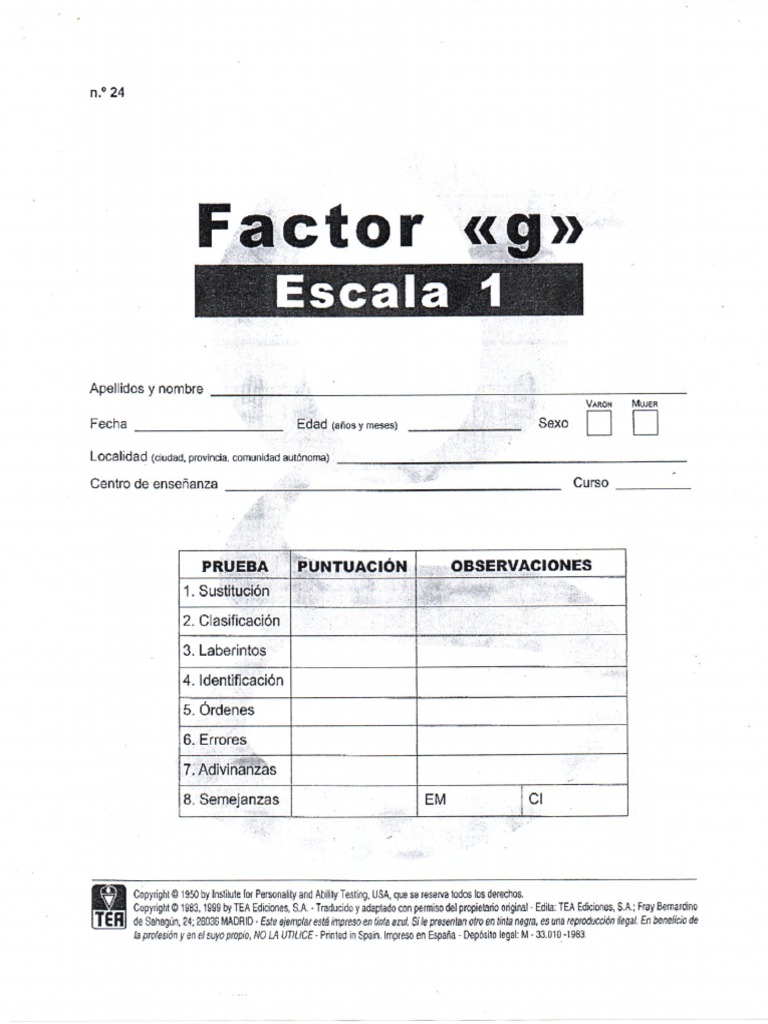 Tets de Factor G - Escala 1 | PDF