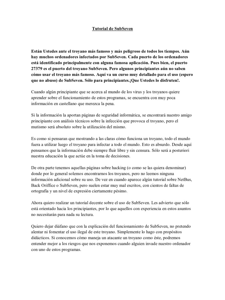 Tutorial de SubSeven | PDF | Mac OS | Correo electrónico